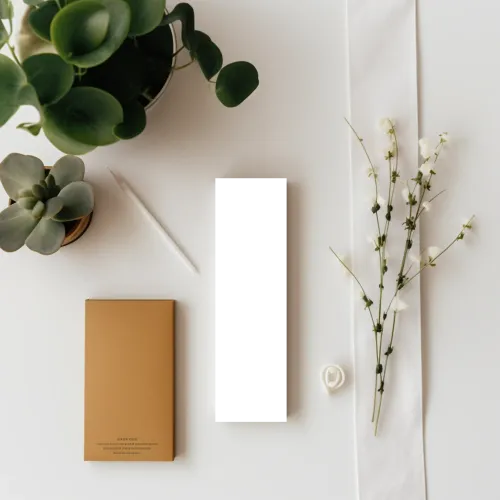 Minimalist Bookmark Mockup with Natural Elements – Mockup Generator